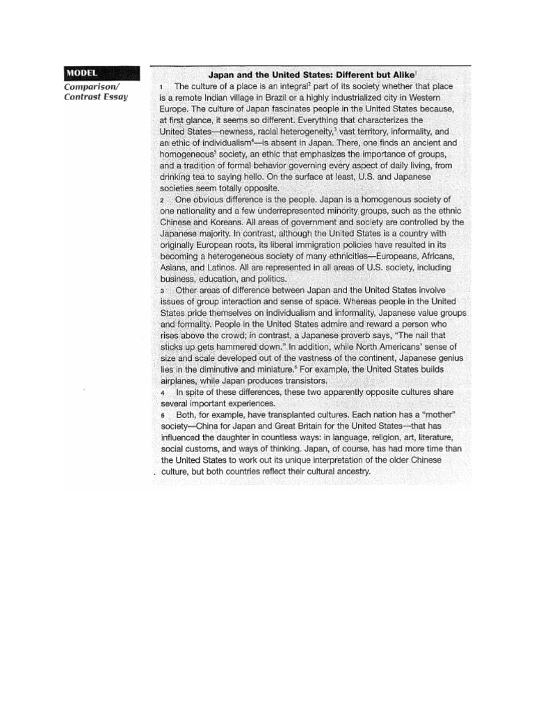 compare and contrast essay model | PDF