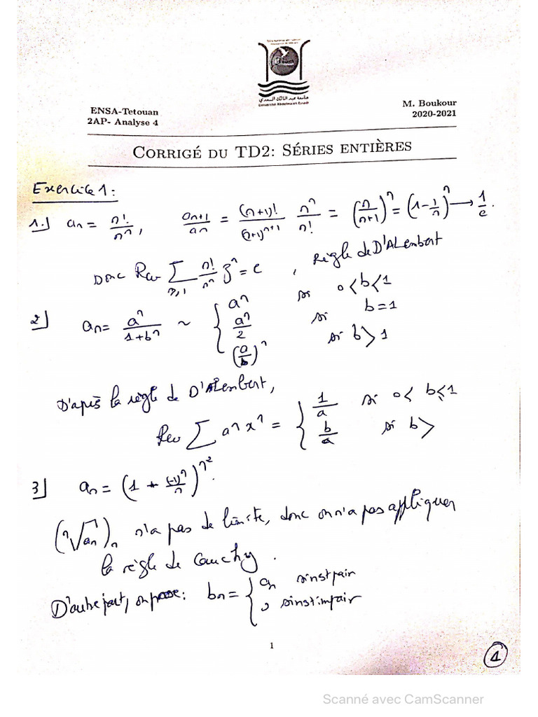 CorrigÃ© TD2.SÃ©ries Entiã Res | PDF