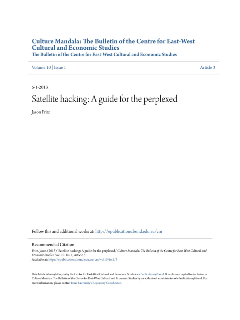 5906 Satellite Hacking A Guide For The Perplexed | PDF | Communications ...