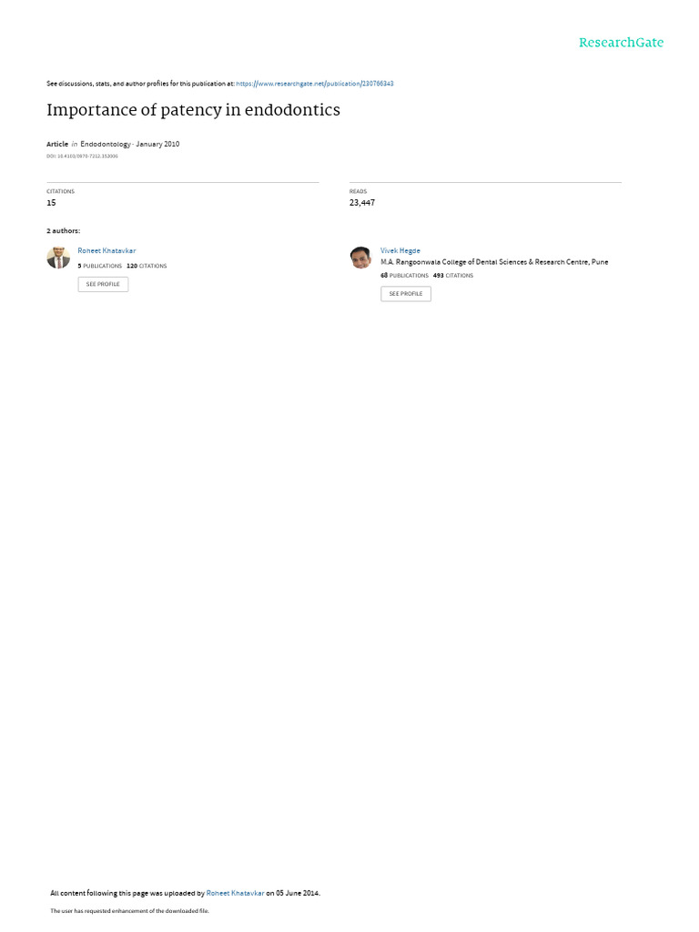 Importance of Pat Ency in Endo Don Tics | PDF | Medical Specialties ...