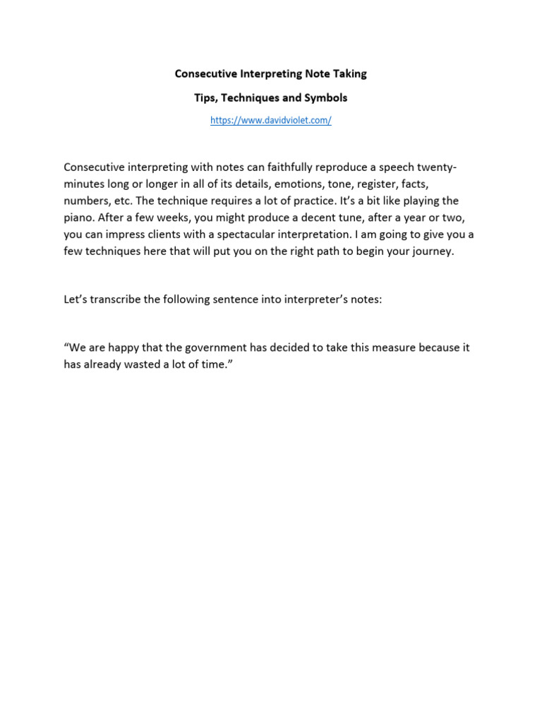 Note Taking For Consecutive Interpreting - David Violet - The Happy ...