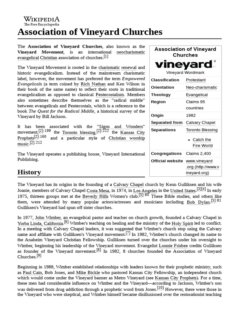 Vineyard Churches: Neo-Charismatic Movement | PDF | Religious Faiths ...
