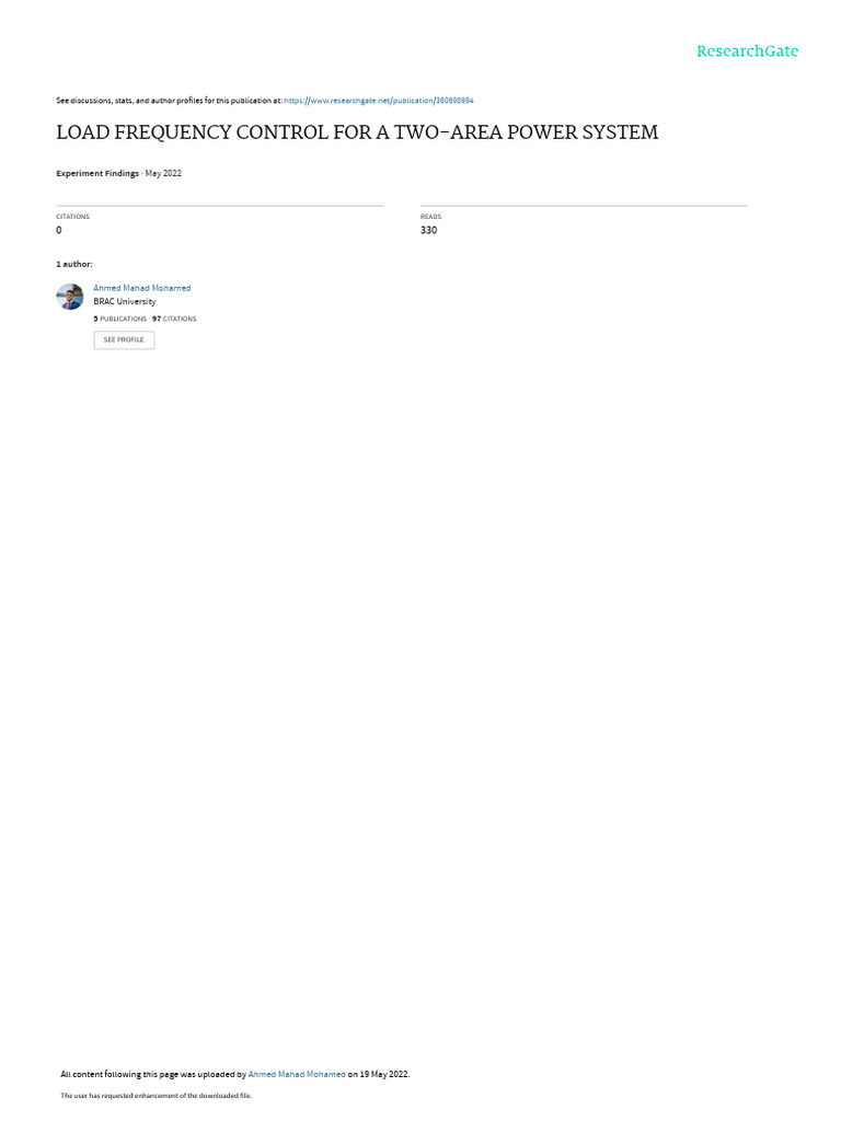 Load Frequency Control Using Optimized Gain Parameters | PDF