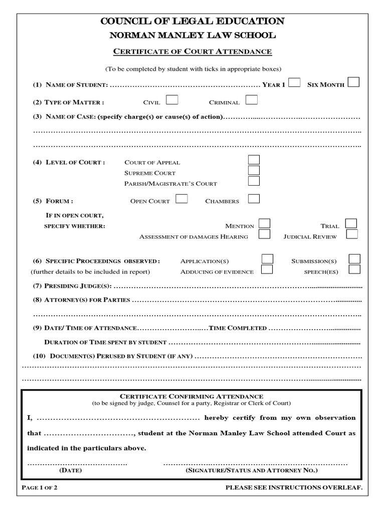 Court Attendance Form | PDF | Law