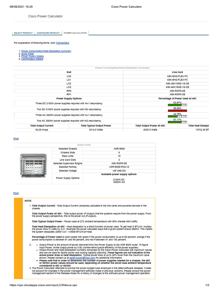 Cisco Power Calculator ASR9006 | PDF | Power Supply | Electronic ...