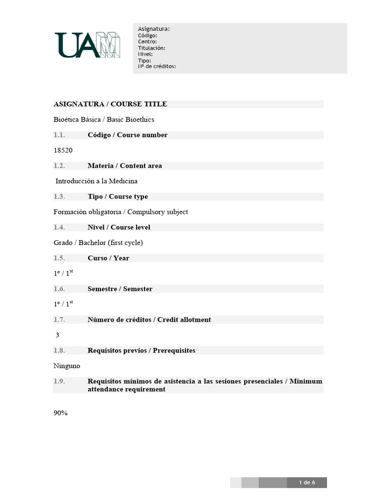 Grado Medicina Bio e Tica Basic A | PDF | Ciencia y matemáticas