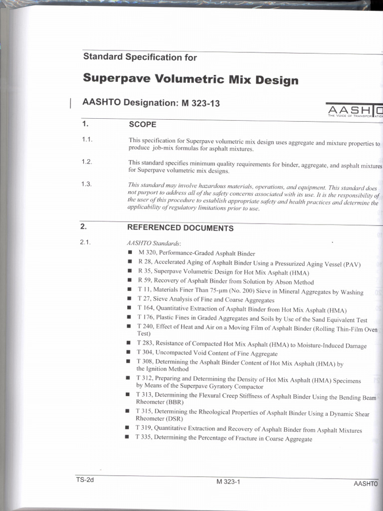 AASHTO M 323-13 Superpave Volumetric Mix Design | Download Free PDF ...
