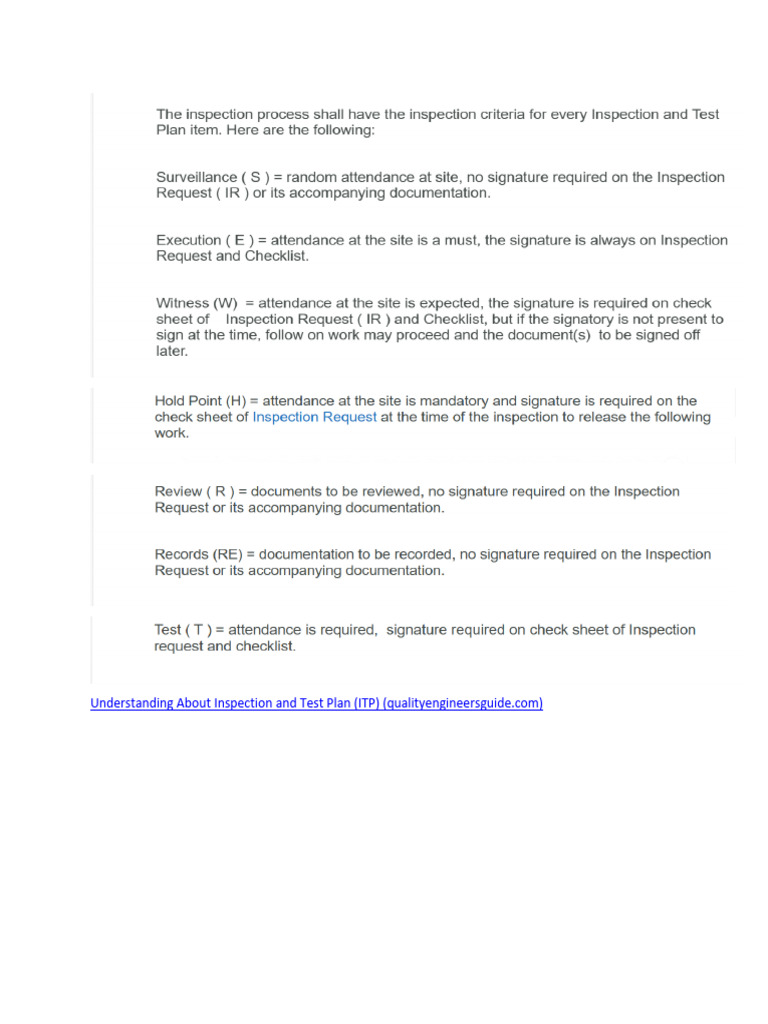 Itp Definitions | PDF | General Contractor | Specification (Technical Standard)