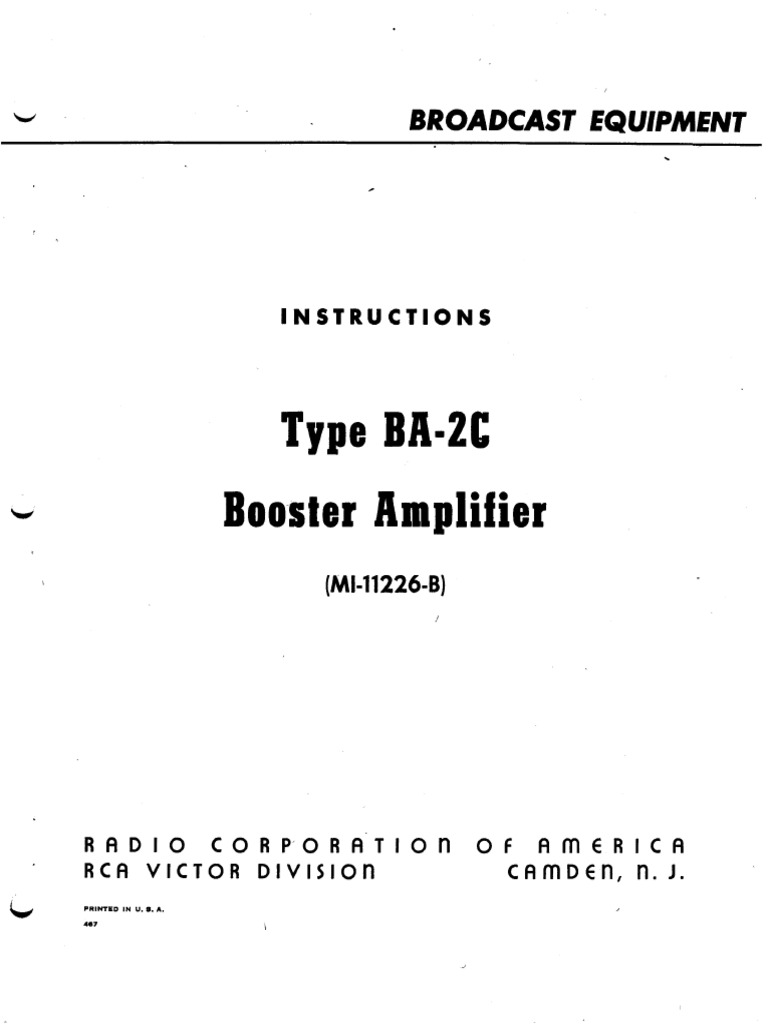 RCA BA-2C Booster Amplifier | PDF
