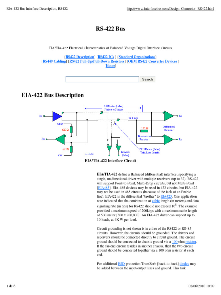 EIA-422 Bus Interface Descr | PDF | Electrical Engineering | Computer ...