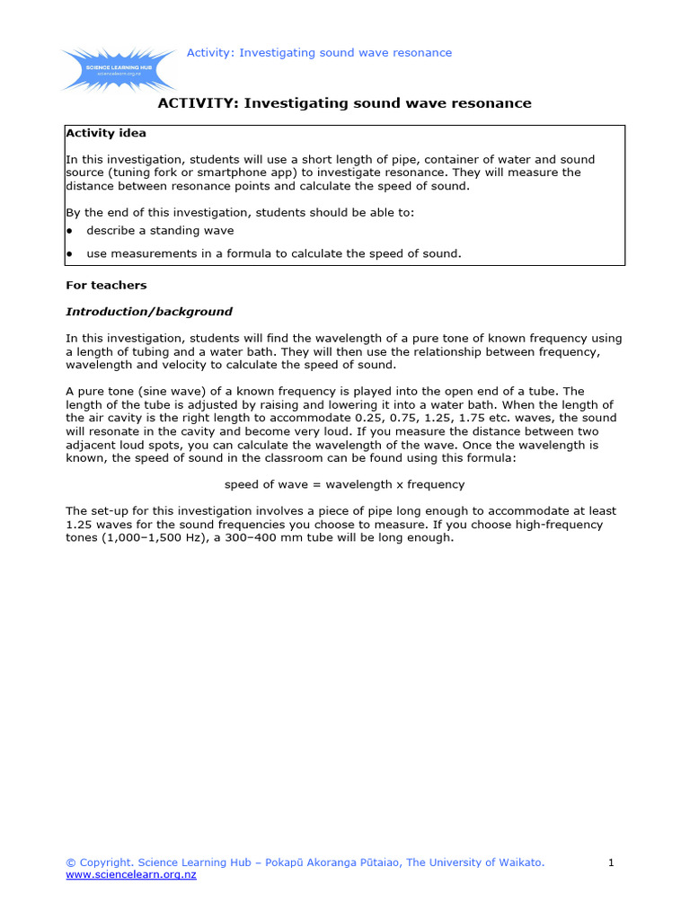 Investigating Sound Wave Resonance | PDF | Sound | Frequency