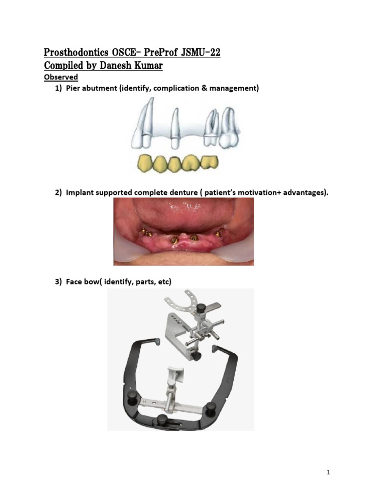 Prostho PreProf Osce JSMU-22 | PDF