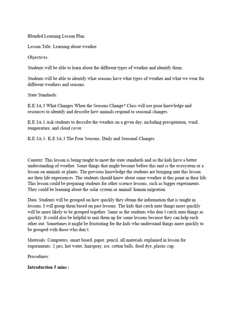 Blended Learning Lesson Plan | PDF