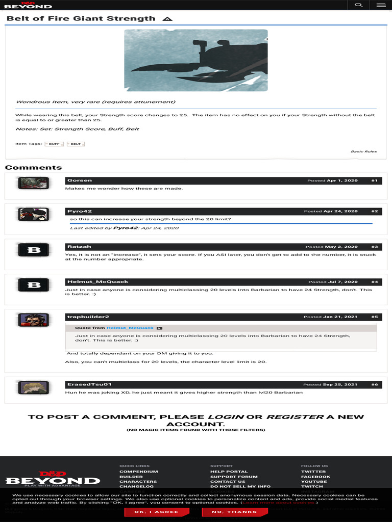 Belt of Fire Giant Strength - Magic Items - D&D Beyond | PDF