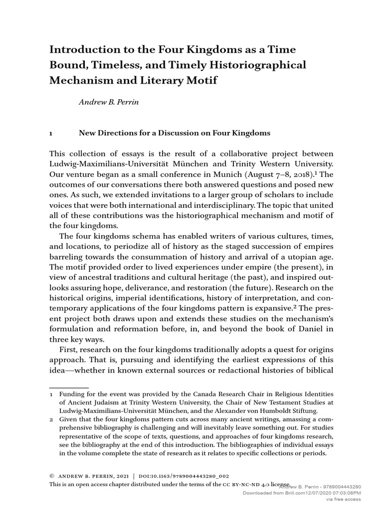 Introduction To The Four Kingdoms As A Time Bound, Timeless, and Timely ...