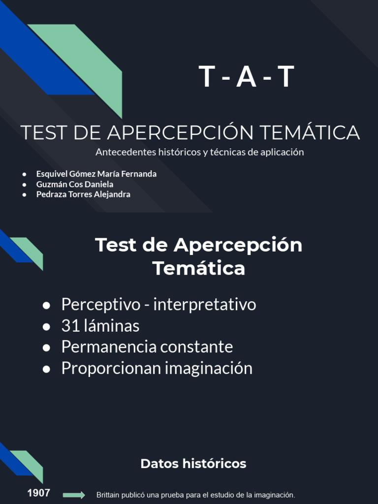 Test de Apercepción Temática: Antecedentes Históricos y Técnicas de ...