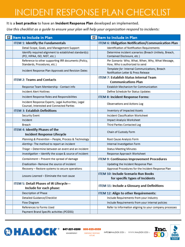 2017_Incident_Response_Checklist | PDF | Life Cycle Assessment ...