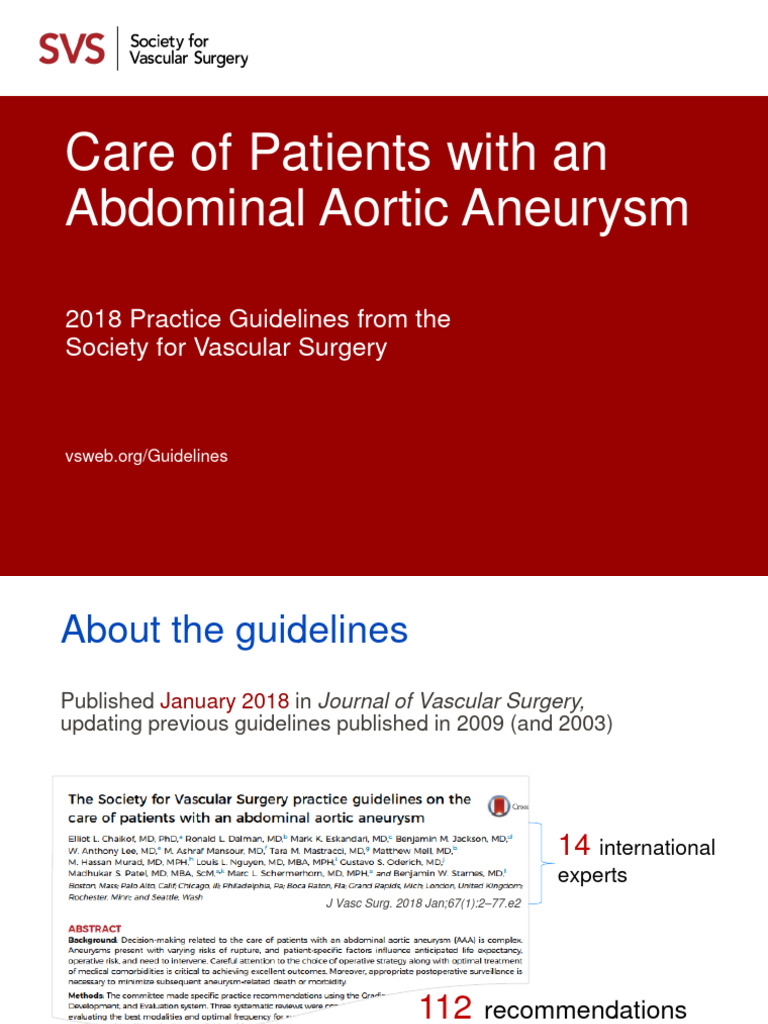SVS Guideline AAA Slides | PDF | Evidence Based Medicine | Clinical ...