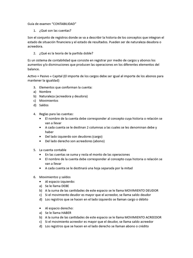 Guía de Examen CONTABILIDAD | PDF | Contabilidad | Economias