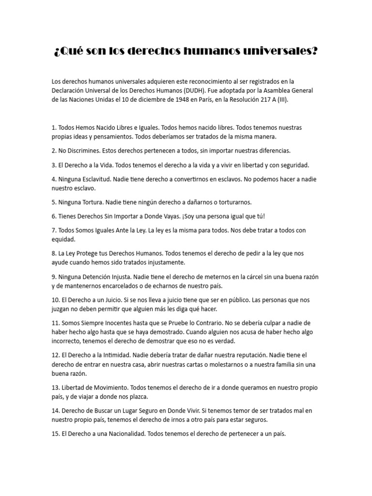 Derechos Humanos Universales | PDF | Derechos humanos | Justicia
