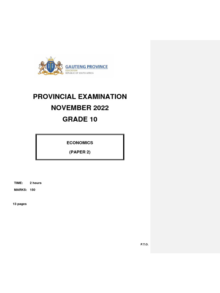 GR 10 Economics P2 (English) November 2022 Question Paper | PDF GR 10 Economics P2 (English) November 2022 Question Paper | PDF