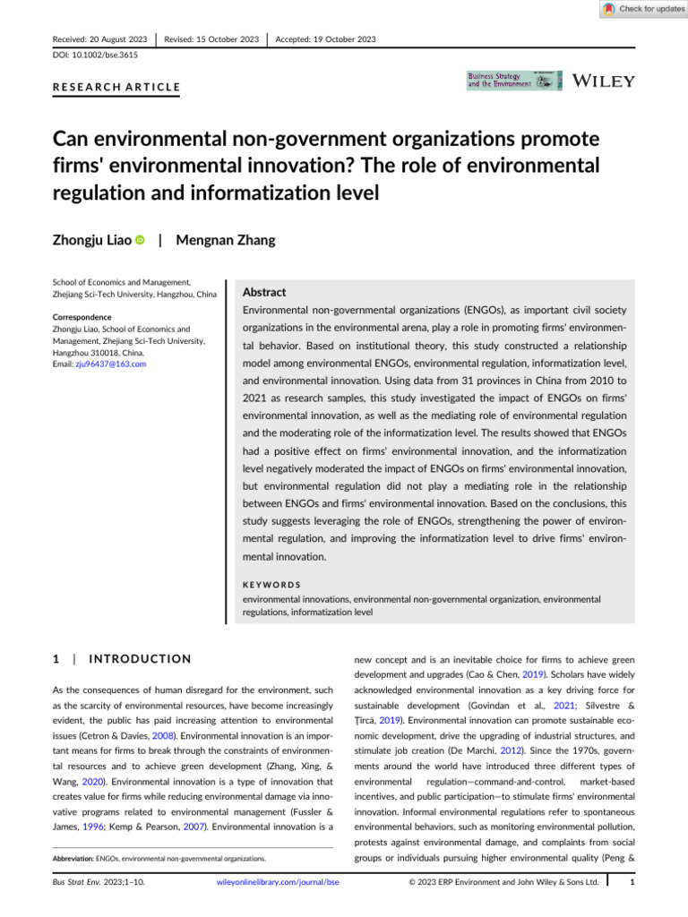 Can Environmental Non Government Organizations Promote Firms ...
