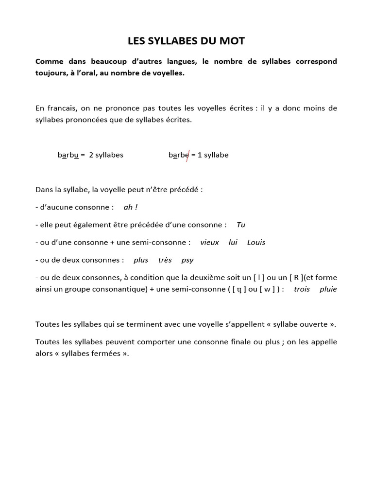 Syllabes et accentuation en français | PDF | Syllabe | Accent tonique