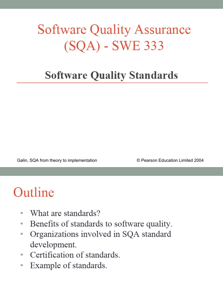 Software Quality Assurance Standards Overview | PDF | Iso 9000 ...