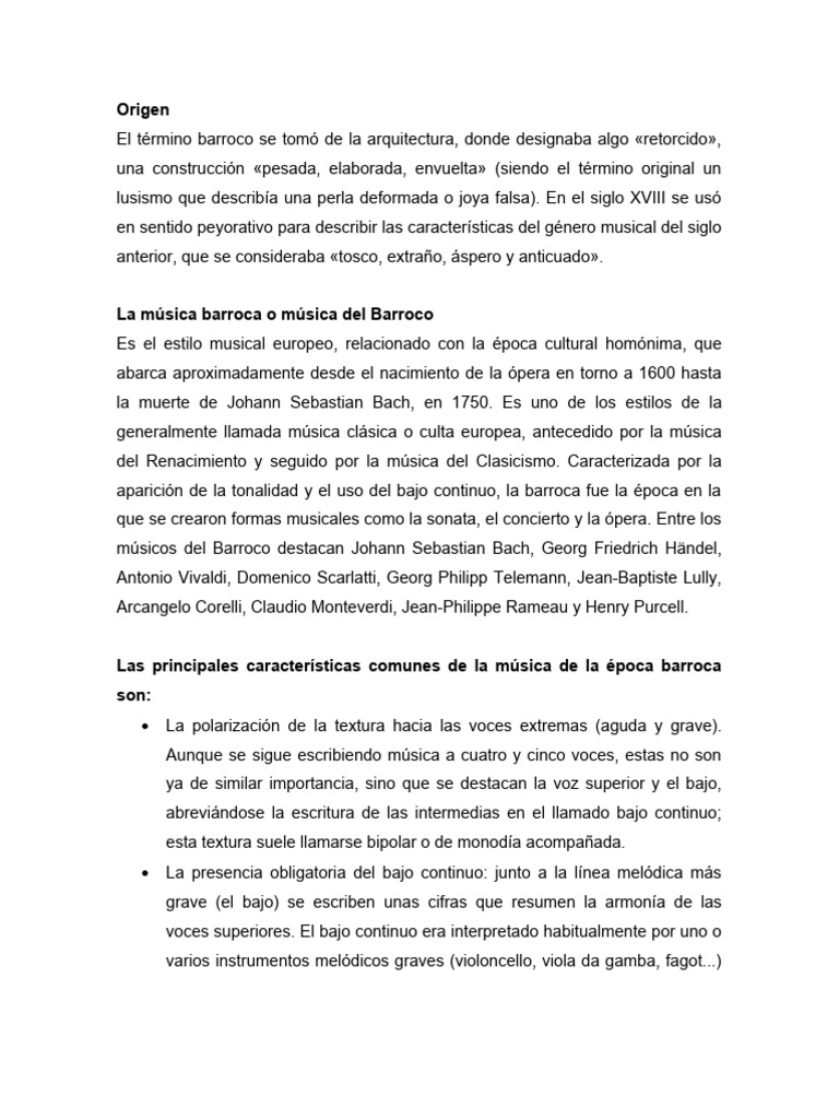 La Música Barroca o Música Del Barroco | PDF | Musica barroca ...