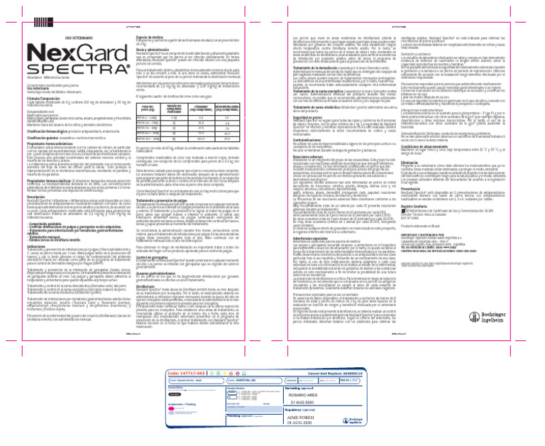 Prospecto Nexgard Spectra Nuevo | PDF | Medicina | Medicina CLINICA