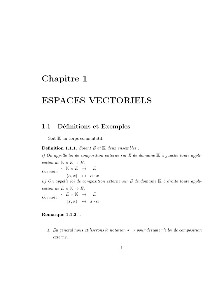 Espaces Vectoriels et Sous-Espaces | PDF | Espace vectoriel | Base ...
