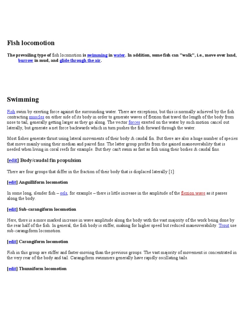 Fish Locomotion | PDF | Fish And Humans | Aquatic Animals
