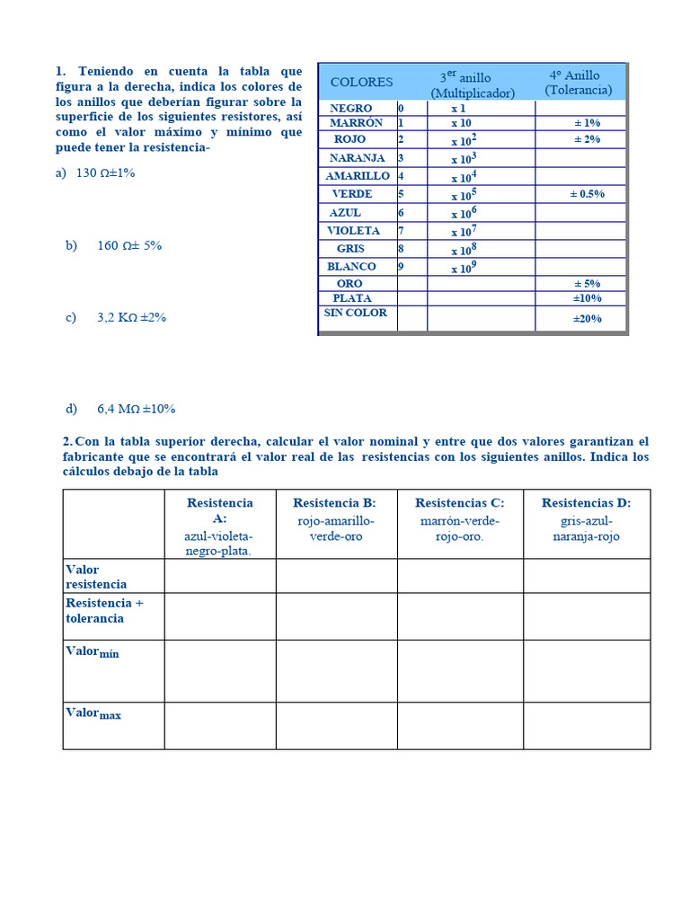 Ejer. Repaso | PDF | Diodo emisor de luz | Resistencia Eléctrica y Conductancia