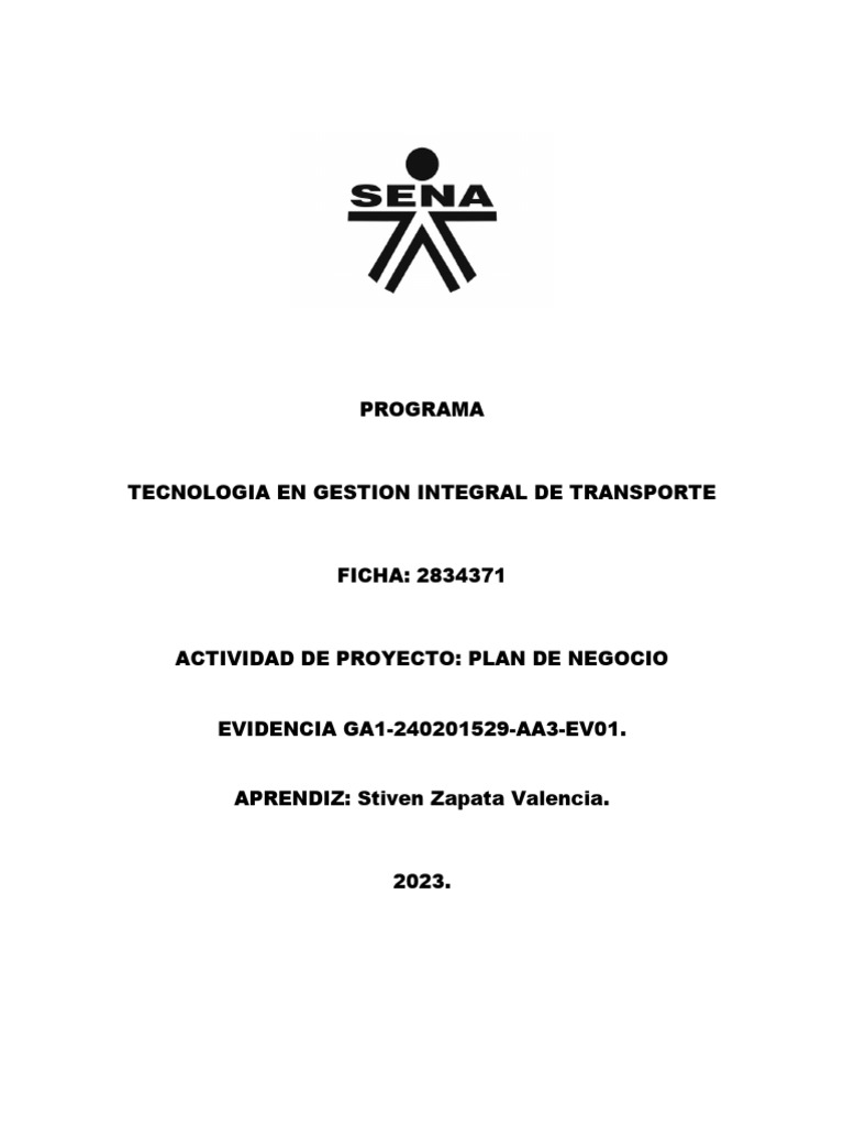 Plan de Negocio Evidencia Ga1-240201529-Aa3-Ev01 | PDF Plan de Negocio Evidencia Ga1-240201529-Aa3-Ev01 | PDF
