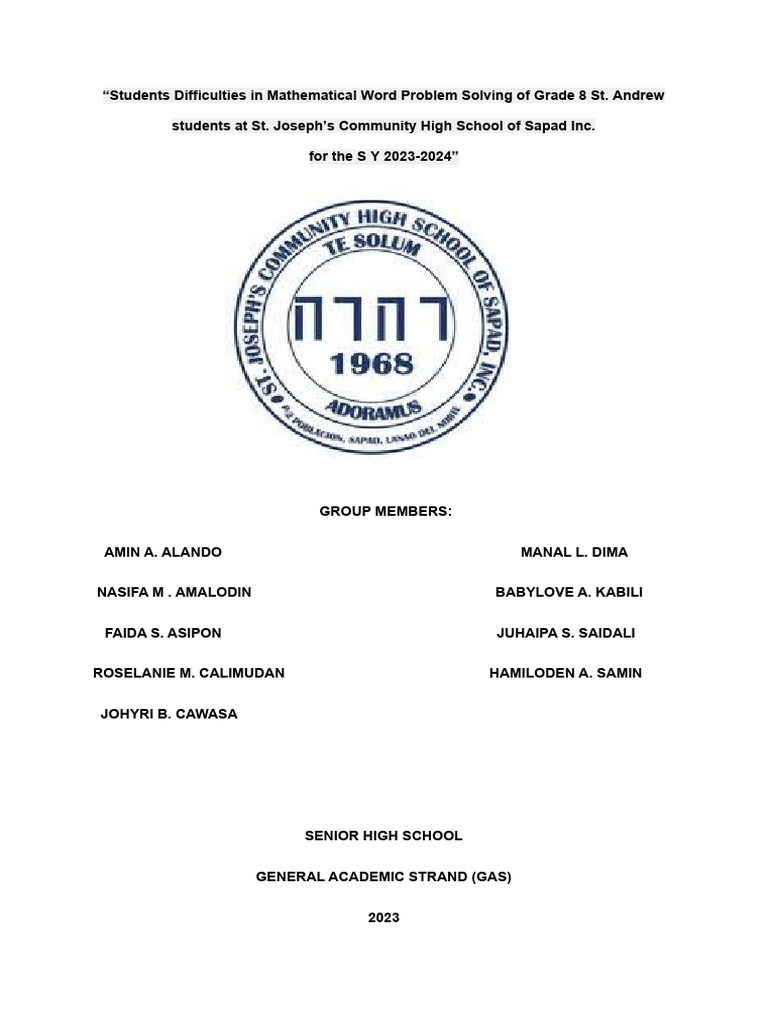 Students Difficulties in Mathematical Word Problem Solving of Grade 8 ST | PDF | Teaching ...