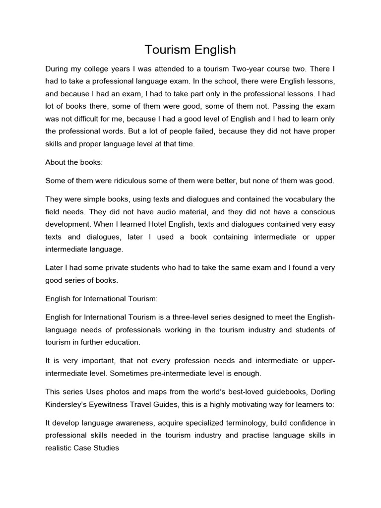 Tourism English | PDF