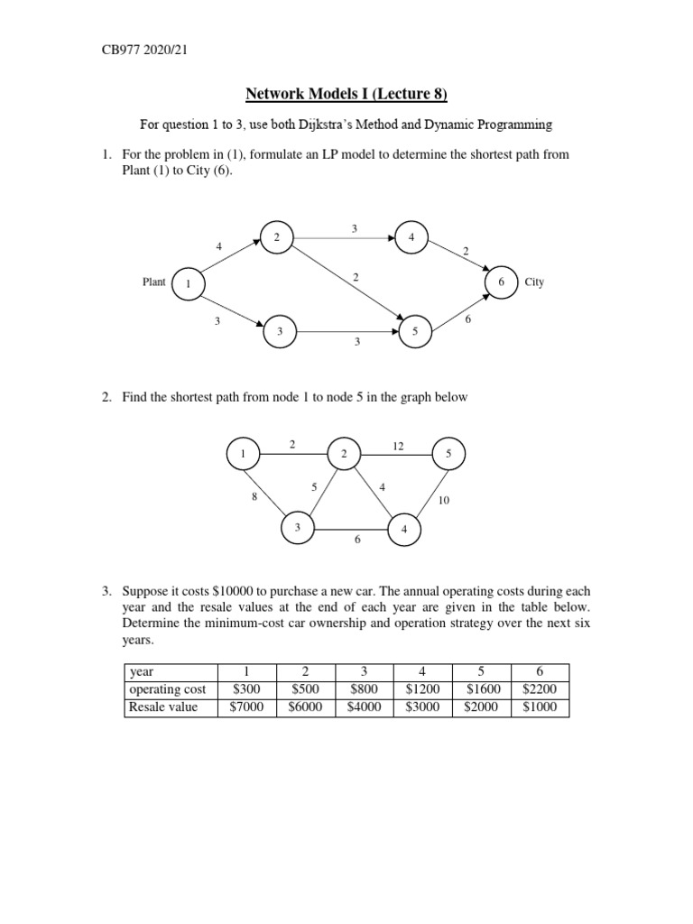 Seminar 8 - Network Models I (Exercise) | PDF | Graph Theory ...