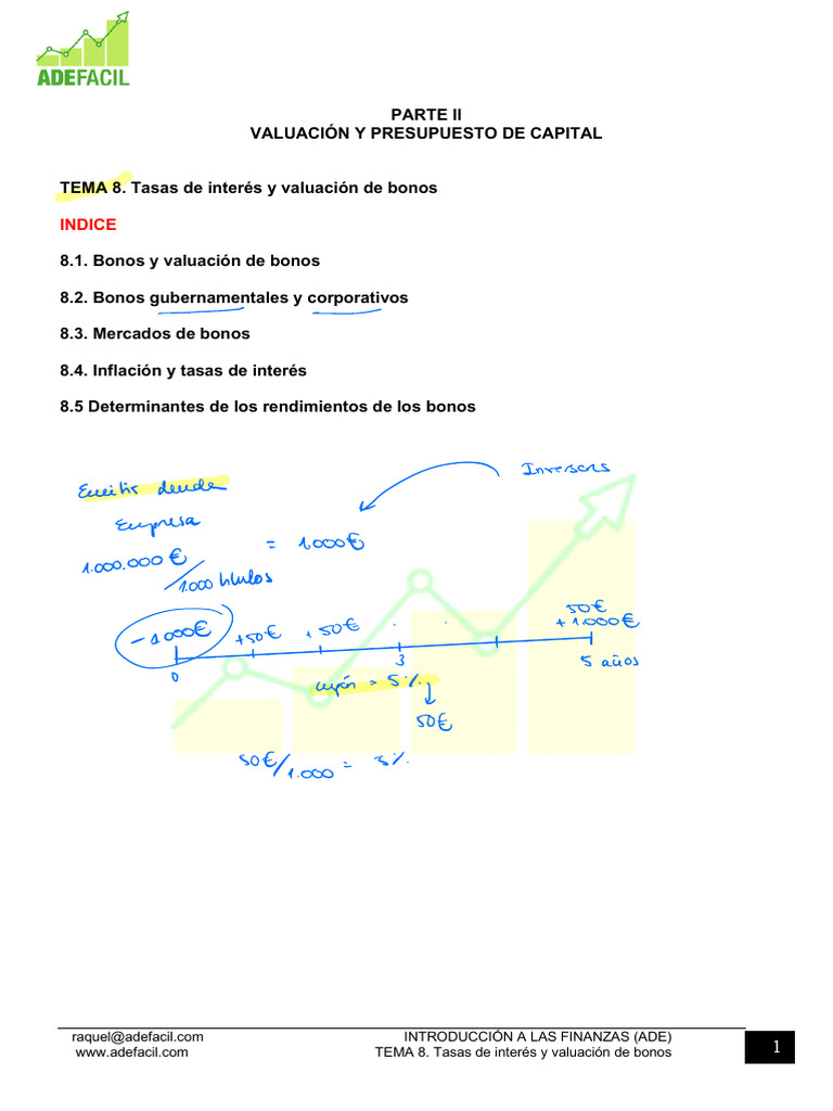 TEMA 8. Tasas de Interés y Valuación de Bonos - TEÓRICO - Pizarra | PDF | Tasas de interés | Interés