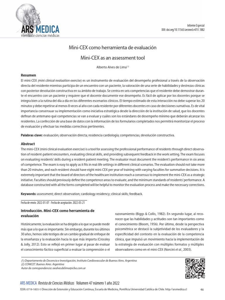 Mini-CEX: Evaluación Clínica Eficaz | PDF | Evaluación | Examen físico