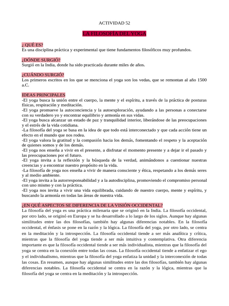 Actividad Filosofia | PDF | Yoga | Verdad