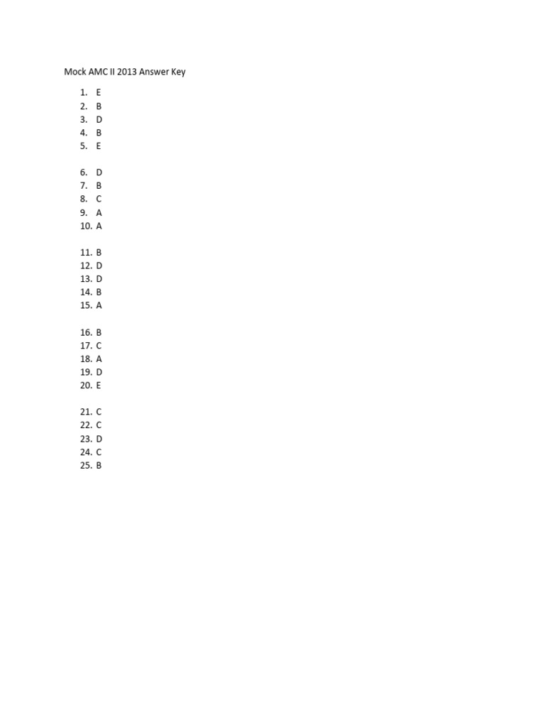 AMC 8 Mock 2013 B Final Answer Key | PDF | Teaching Methods & Materials ...