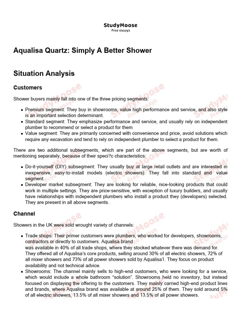 Aqualisa Quartz: Targeting Plumbers | PDF | Brand | Retail