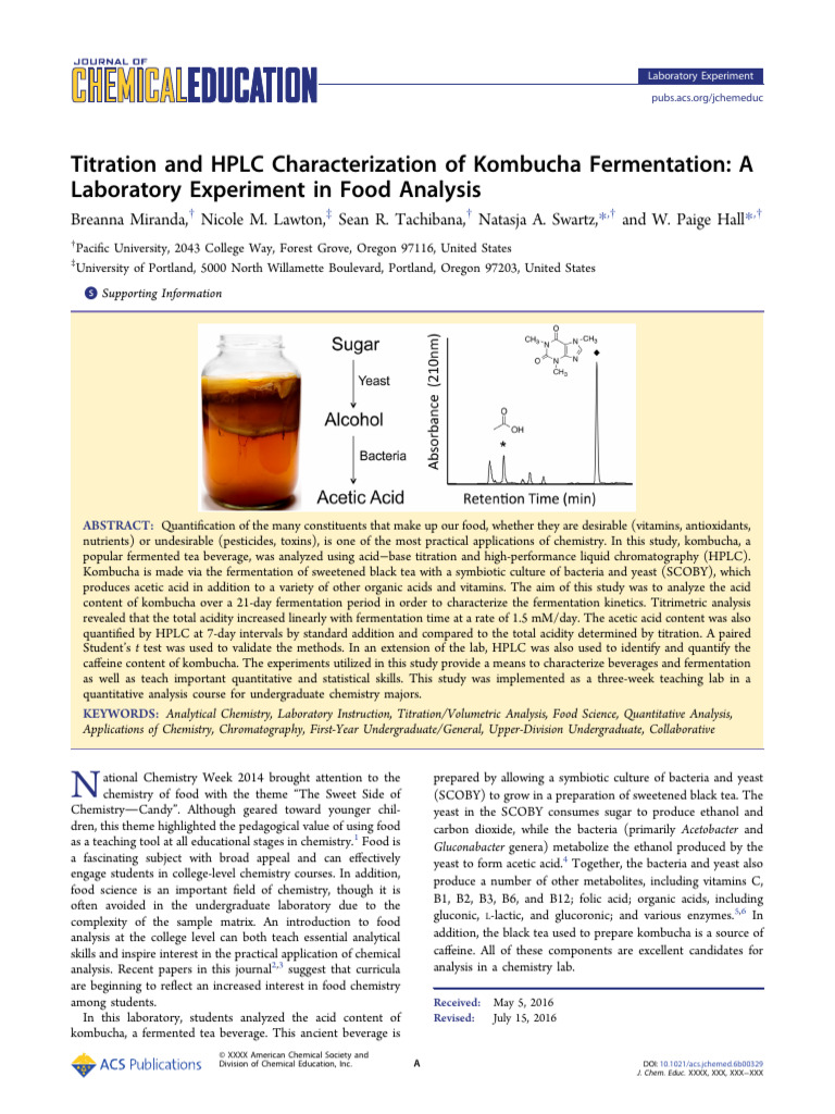 Kombucha Fermentation Analysis Lab | PDF