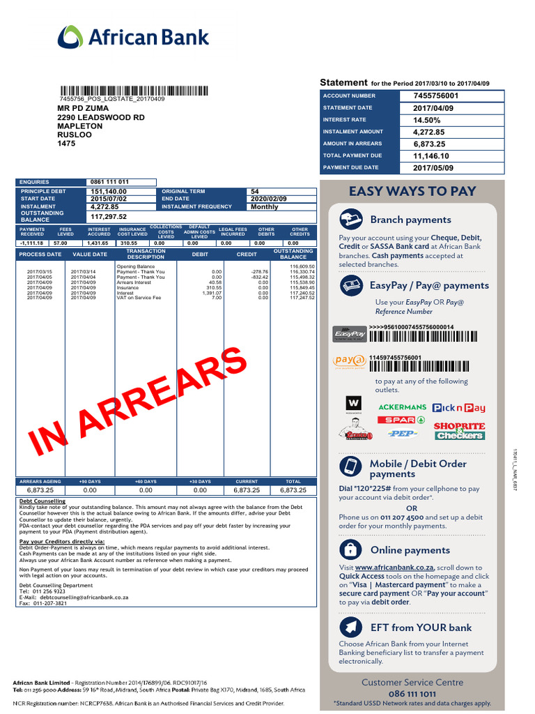 Africanbank Loan Post Smart 7455756 7455756 5855 | PDF | Payments ...