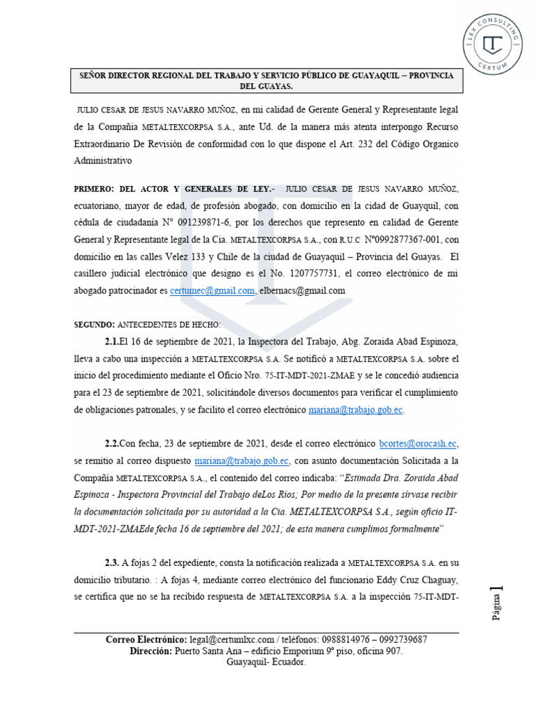 Recurso Extraordinario de Revisión Administrativa | PDF | Derecho