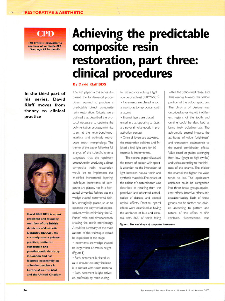 Achieving The Predictable Composite Resin Restoration Pdf