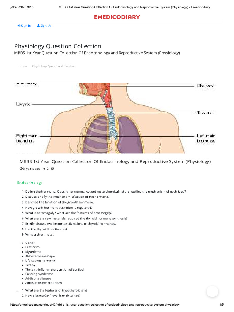 Endocrinology and Reproductive System (Physiology) | PDF | Hormone ...