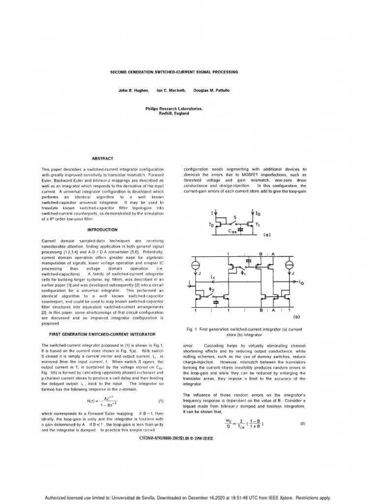 Switched Current Integrator Paper | PDF