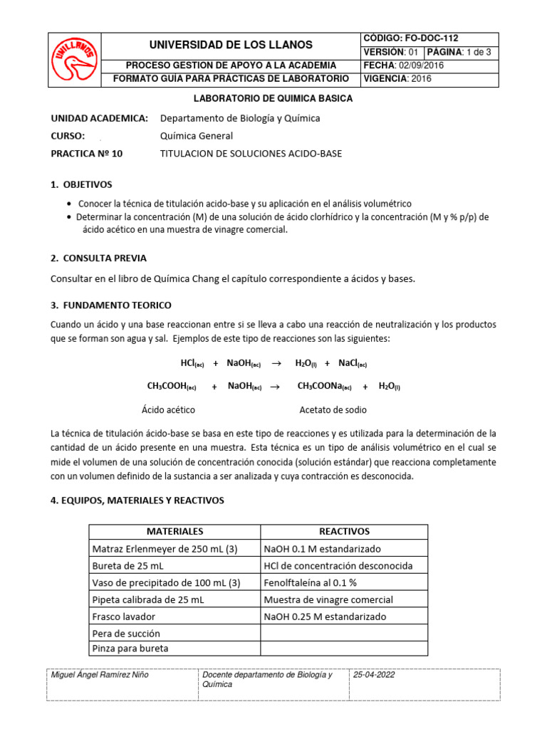Pract# 10 Fo-Doc-112 | PDF | Valoración | Química