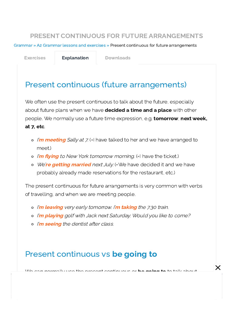 Present Continuous For Future Arrangements - Test-Englisht | PDF